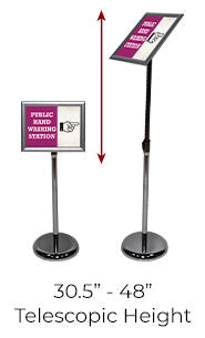 Telescopic Sign Holder Stand with Rotating, Angled Frame 8.5 x 11 Adjustable Pole and Base in ...