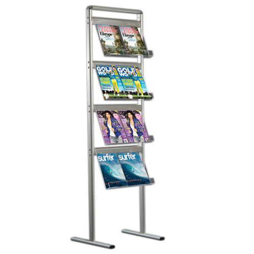 4-TIERED Literature Stand Single Sided with 4 Acrylic Brochure Racks ...