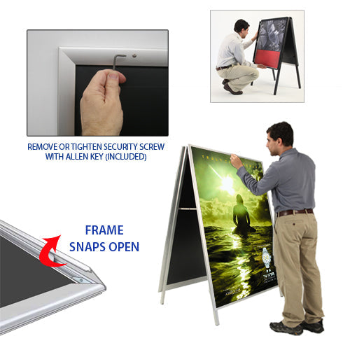 A-Frame 24x36 Sign Holder | Security Snap Frame 1 1/4" Wide FREE ...