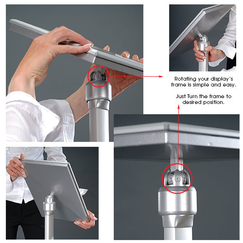 Adjustable 85x11 Rotating and Tilting Frame Sign Holder Silver Floor ...