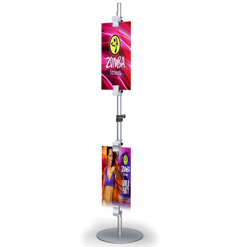 Adjustable Pole Sign Stands (Double Sided) - with Clamps Poster Display ...
