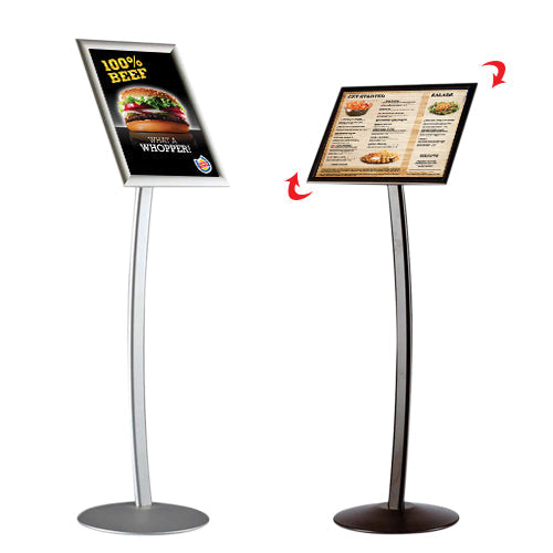 8.5x11 Curved Post Pedestal Stand with Tilted and Rotating Sign Frame ...