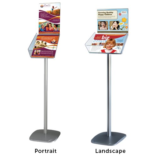 85x11 Brochure Floor Stand with Acrylic Literature Holder and Header ...