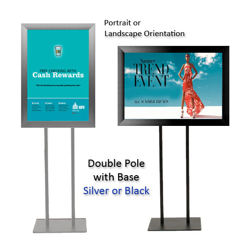 Double Pole Poster Stand 12x18 Sign Holder | Snap Frame 2 1/2" Wide ...