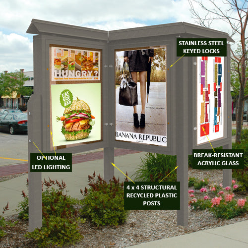 Eco-Design Six-Sided 28 x 42 Information Center Standing Message Board ...