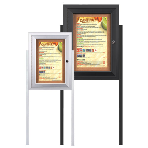 Free-Standing Enclosed Outdoor Menu Cases with Posts for 8.5x14 Menus ...