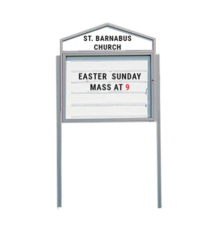 Enclosed Cathedral Style Outdoor Reader Board 60x42 with 2 Posts ...