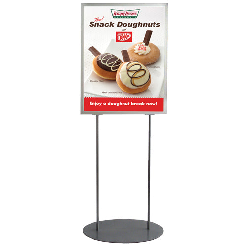 22x28 Floor Sign Holder with Oval Base and Double Post – FloorStands