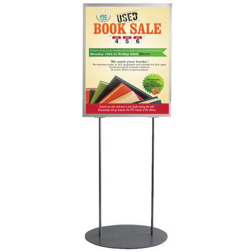 24x36 Floor Sign Holder with Oval Base and Double Post – FloorStands
