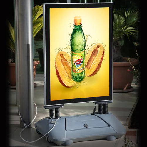 Illuminated LED STREET-MASTER Rolling Sidewalk Sign Holder + Weighted ...