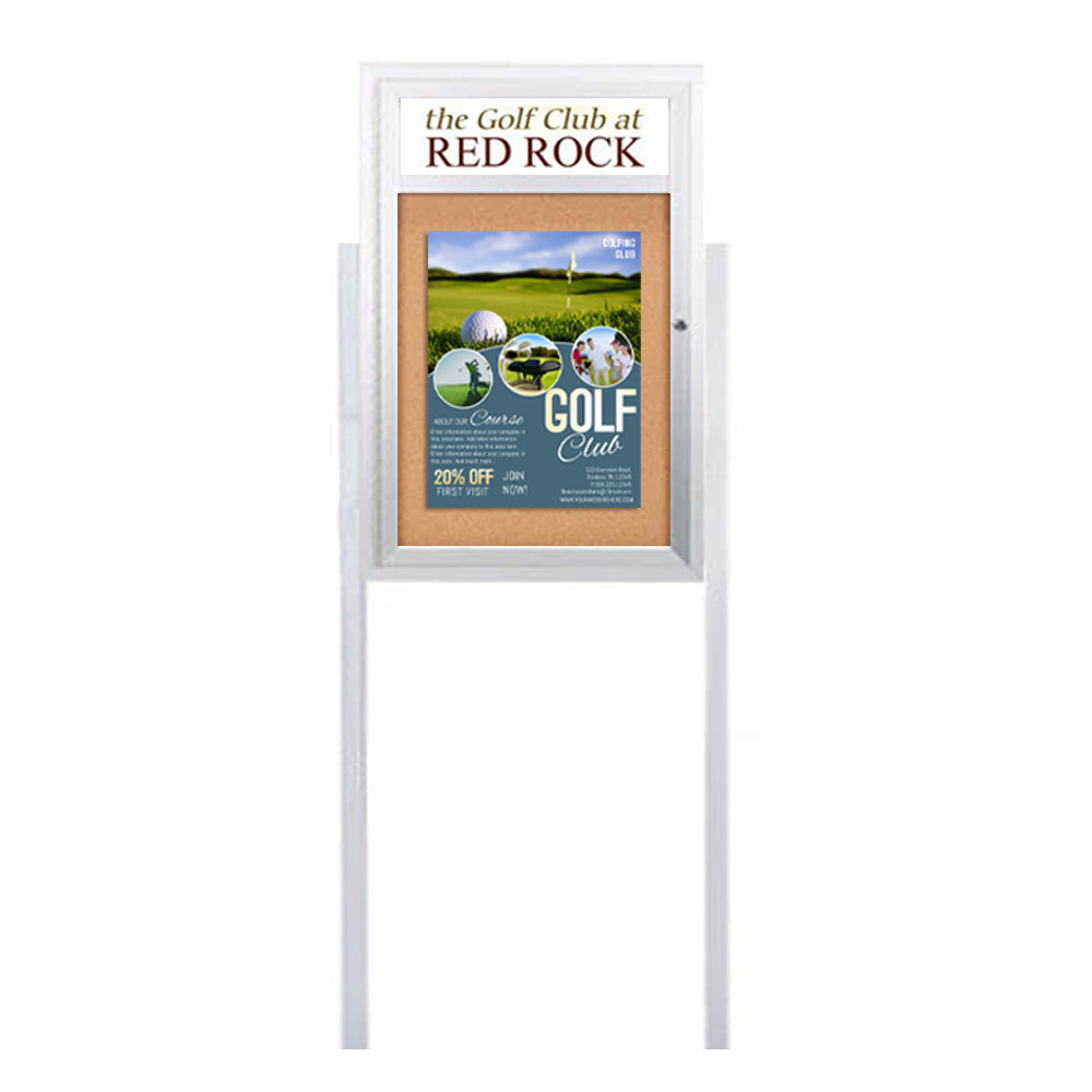 Standing 18x24 Outdoor Bulletin Board LED Lighted + Header + Posts ...