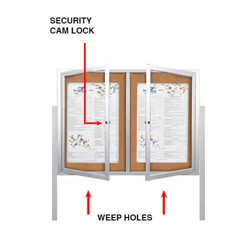 48x48 Freestanding 2 Door Outdoor Bulletin Boards Lighted Free Shipping ...