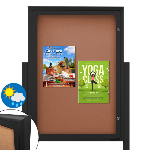 Weatherplus Radius Edge Outdoor Enclosed Bulletin Board Display Stand ...