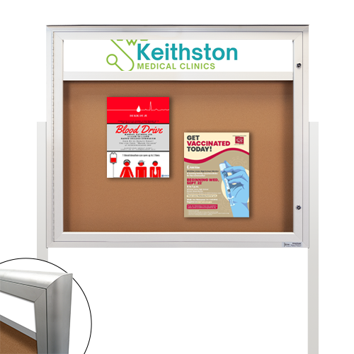 WeatherPlus Outdoor Bulletin Board Stand with Header | Radius Edge ...