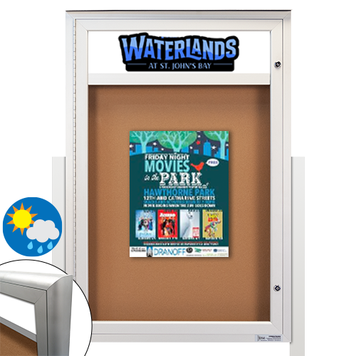 WeatherPlus Outdoor Bulletin Board Stand with Header | Radius Edge ...