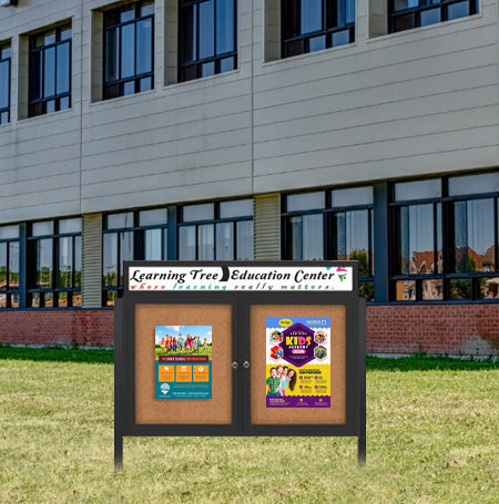 42x32 Outdoor Standing Enclosed Bulletin Board w Header - SHIPS FREE ...