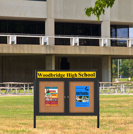 50x50 Outdoor Standing Enclosed Bulletin Board w Header - SHIPS FREE ...