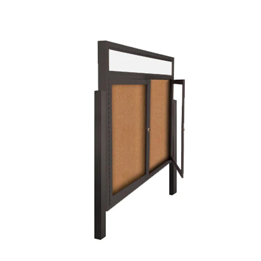 60x40 Standing Enclosed Bulletin Board Lighted + Header SHIPPING FREE ...