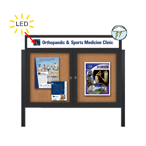 48x48 Standing Enclosed Bulletin Board Lighted + Header SHIPPING FREE ...