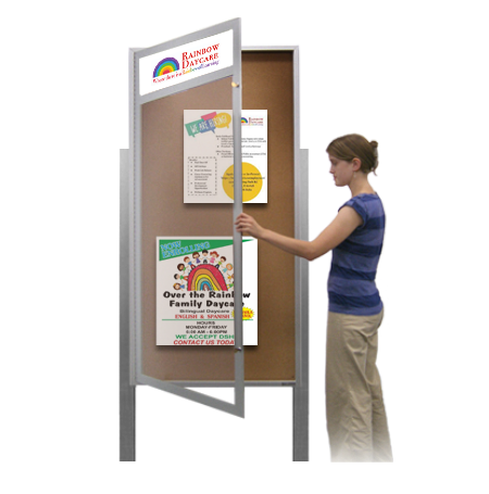 Extra Large Outdoor Enclosed Bulletin Board Stands + Header Ships Free ...