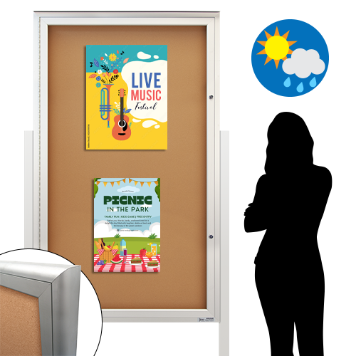 Freestanding WeatherPLUS XL Radius Edge Outdoor Bulletin Board Display ...