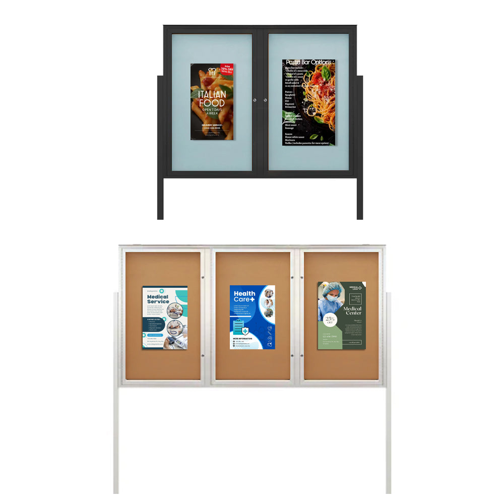 Extreme WeatherPlus™ Outdoor Enclosed Poster Stands 2-3 Doors – FloorStands