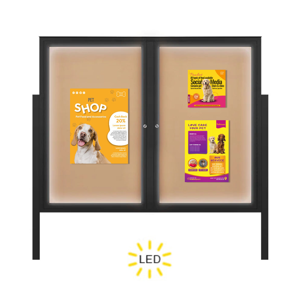 Standing Extreme WeatherPlus™ LED Poster Cases 2-3 Doors – FloorStands