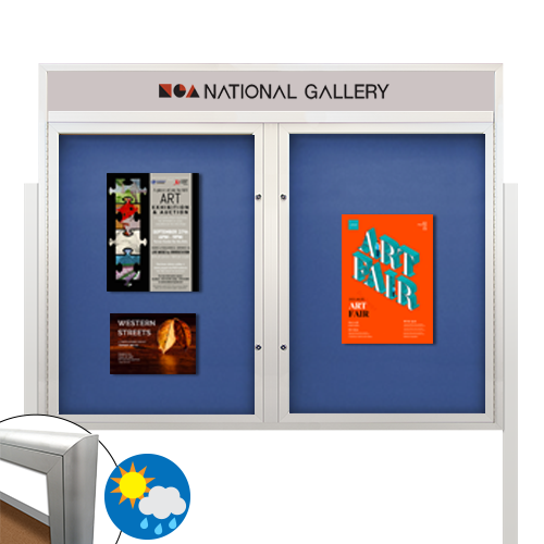 Freestanding WeatherPlus 2+3 Door Radius Edge Poster Case with Header ...