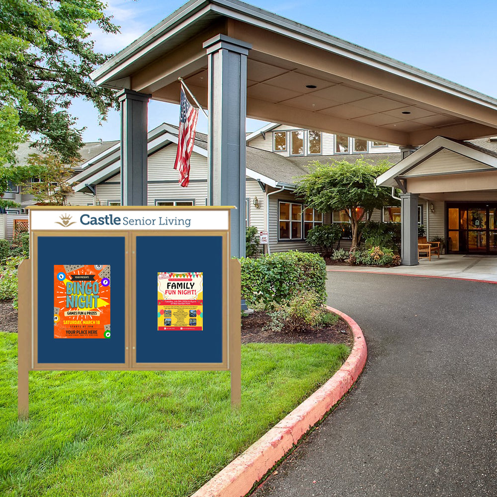 40x50 Outdoor Message Center Cork Board with Header and Posts | 2 Doors ...