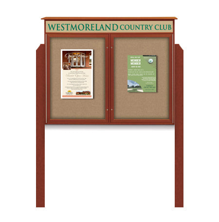 40x50 Outdoor Message Center Cork Board with Header and Posts | 2 Doors ...