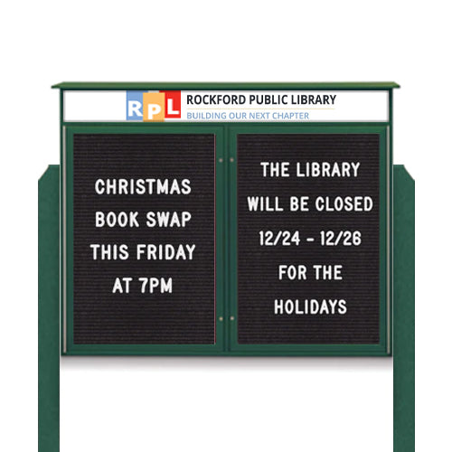 52x40 Standing Enclosed Outdoor Message Center Letter Boards + Header ...