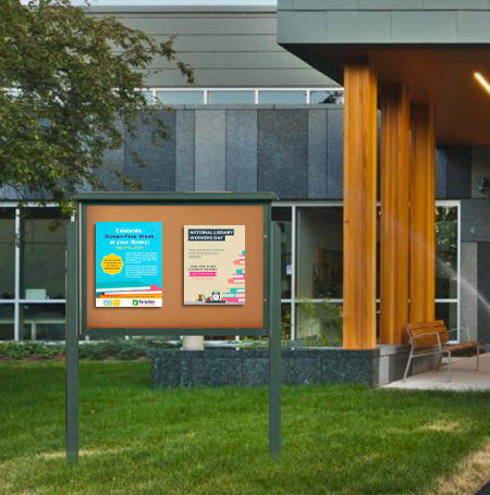 2-Sided, Eco-Design, 52x40 Outdoor Message Center Cork Board Stand ...
