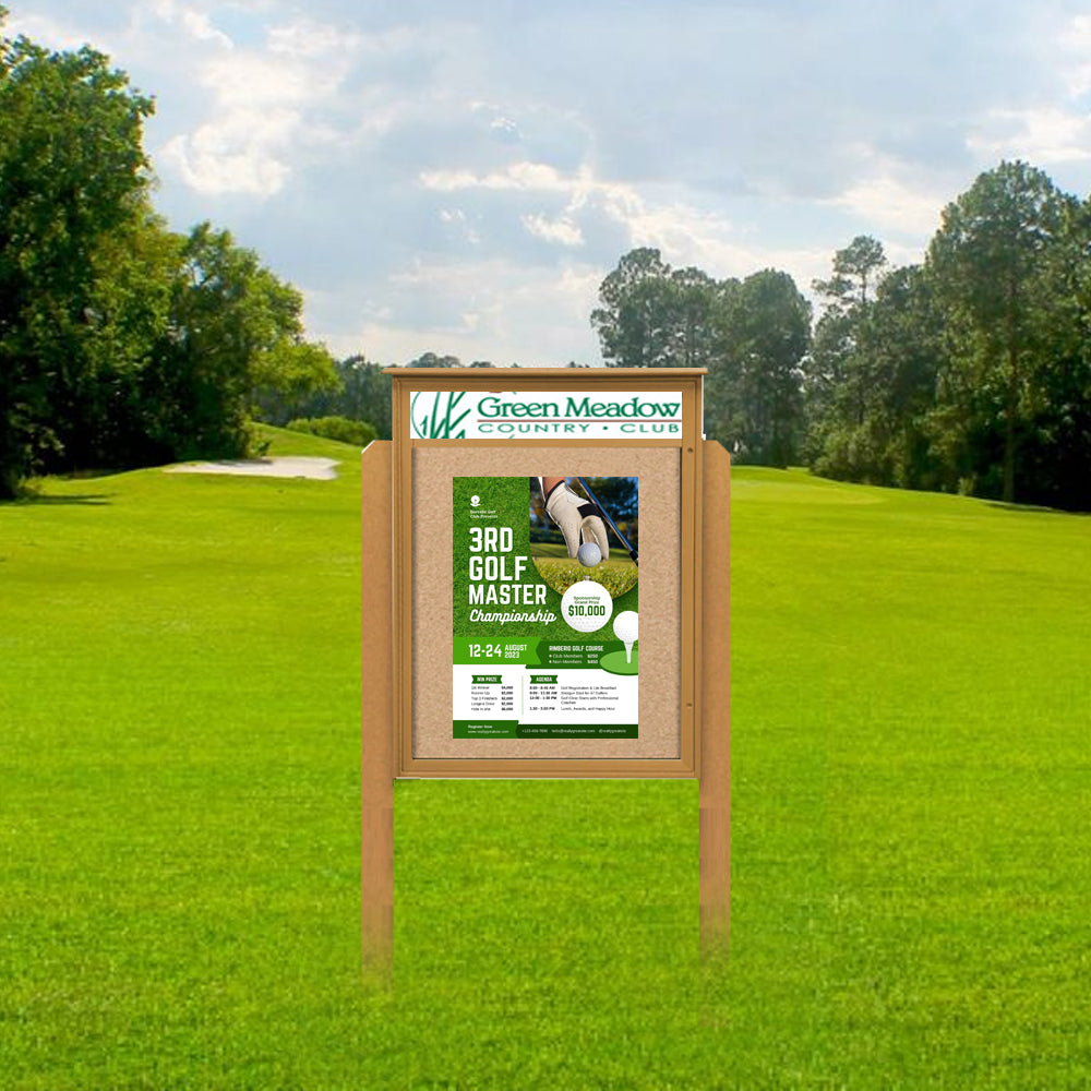 48x48 Standing Outdoor Message Center with Header - Recycled Faux Wood ...