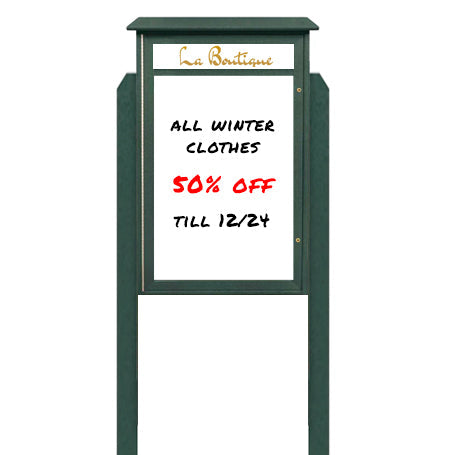 48x48 Standing Magnetic White Outdoor Dry Erase Board with Header ...