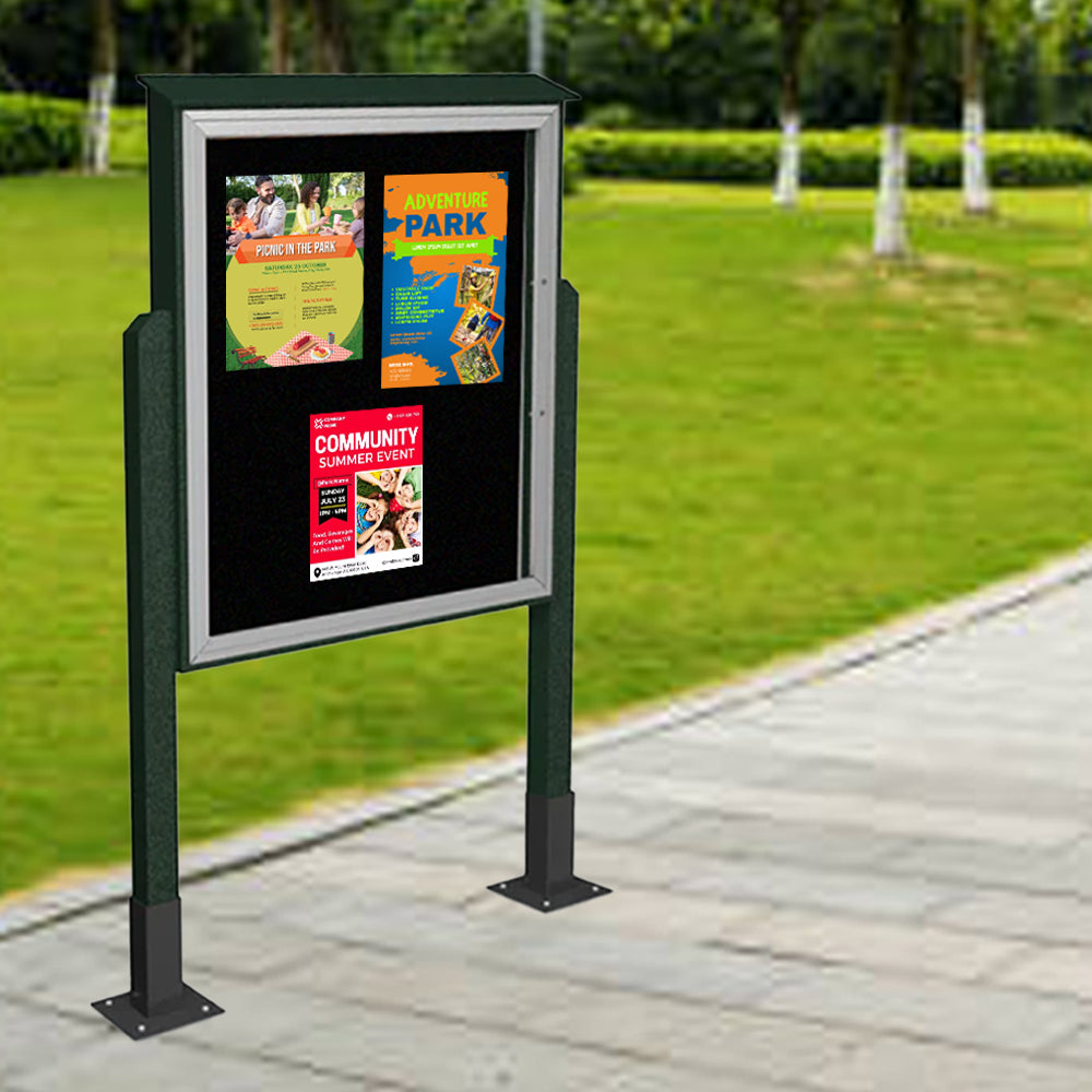 Standing 48 x 60 Outdoor Message Center + Bulletin Board - Faux Wood ...