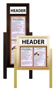 Outdoor Enclosed Menu Cases with Header, Lights & Leg Posts (11" x 17 ...