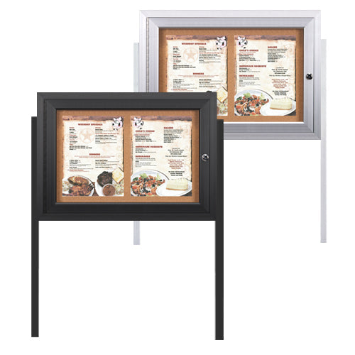 Outdoor Menu Display Cases with Lights and Leg Posts | 8.5x11 Menus ...