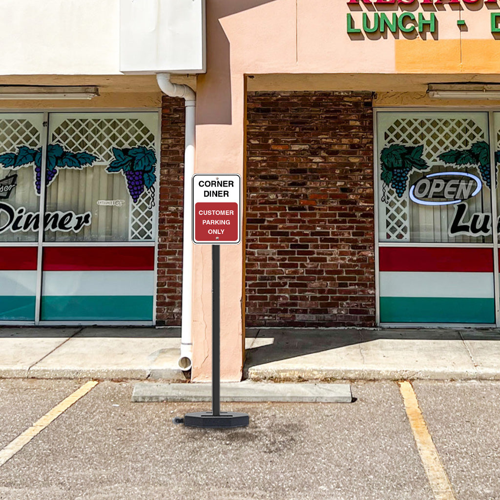 30 LB Outdoor Portable Parking Lot Sign with Wheels | 60" Post ...