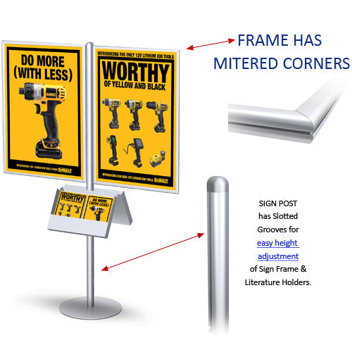 POSTO-STAND™ 24x36 Sign Stands w Brochure Holders (TWO FRAMES OFFSET ...