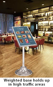 20x29 Polished Stainless Steel Ultra Luxury Tilted Menu Stand in ...