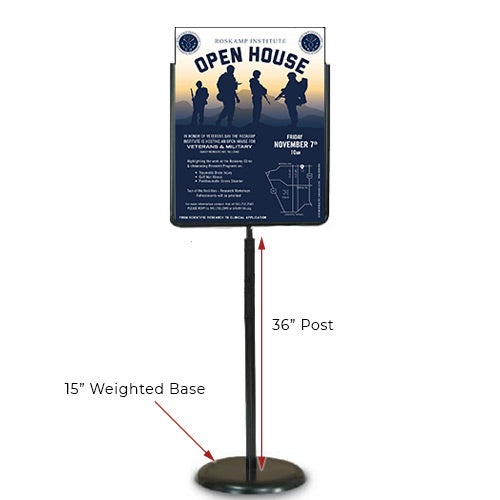 22 x 28 Poster Sign Stand Single Pedestal Floorstand | Black Finish ...