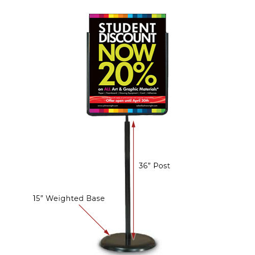 24 x 36 Poster Sign Stand Single Pedestal Floorstand | Black Finish ...