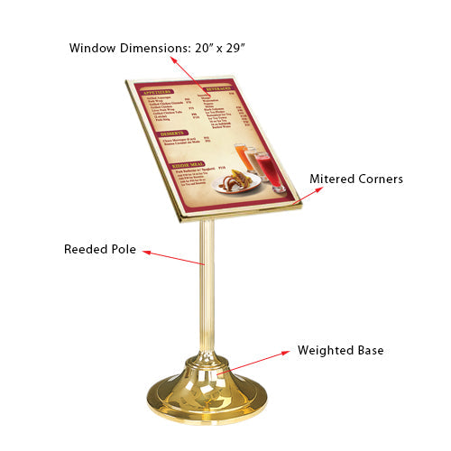 20x29 SOLID BRASS Ultra Luxury Tilted Menu Stand in Portrait – FloorStands