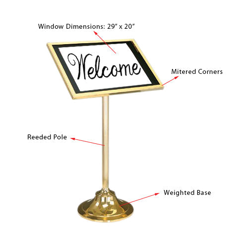 29x20 SOLID BRASS Ultra Luxury Tilted Menu Stand in Landscape – FloorStands