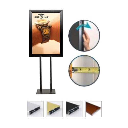 Double Pole Poster Stand 17x22 Sign Holder | Snap Frame 2 1/2" Wide ...