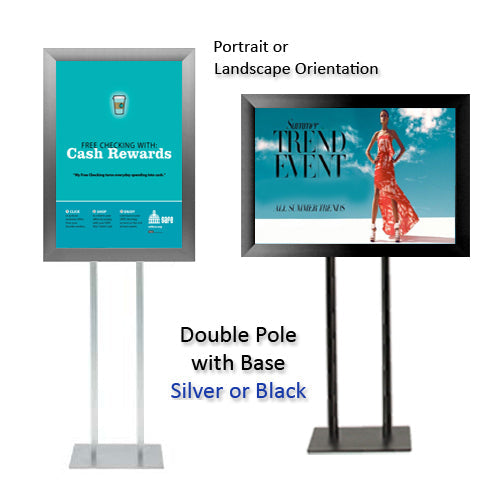 Double Pole Poster Stand 11x17 Sign Holder | Snap Frame 2 1/2" Wide ...