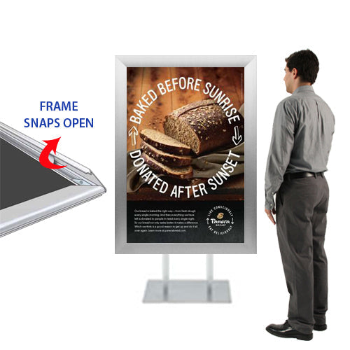Double Pole Poster Stand 36x72 Sign Holder | Snap Frame 2 1/2" Wide ...