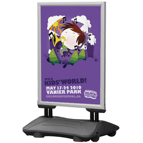 STREET-MASTER Rolling Wind Pavement Sign Stand + Fillable Water Base ...