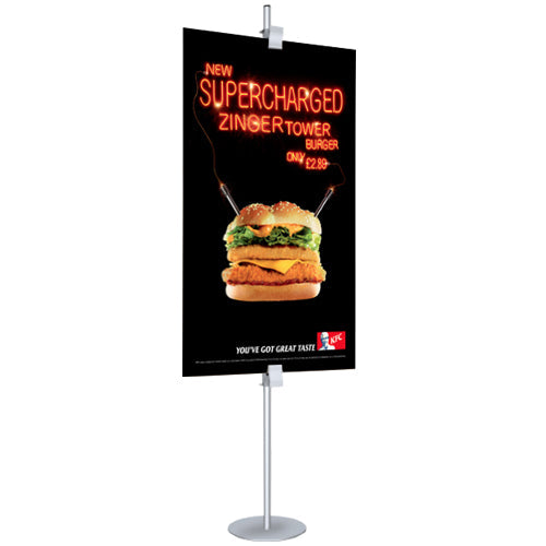Poster Board Floor Display Pole with Adjustable Clamps | Single-Sided ...