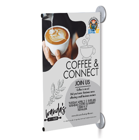 Wall Mount Poster Banner Display 30 Inches Wide with Two Poles ...